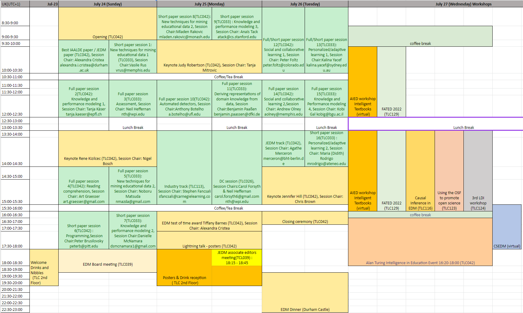 Schedule Time Zone UTC 1 